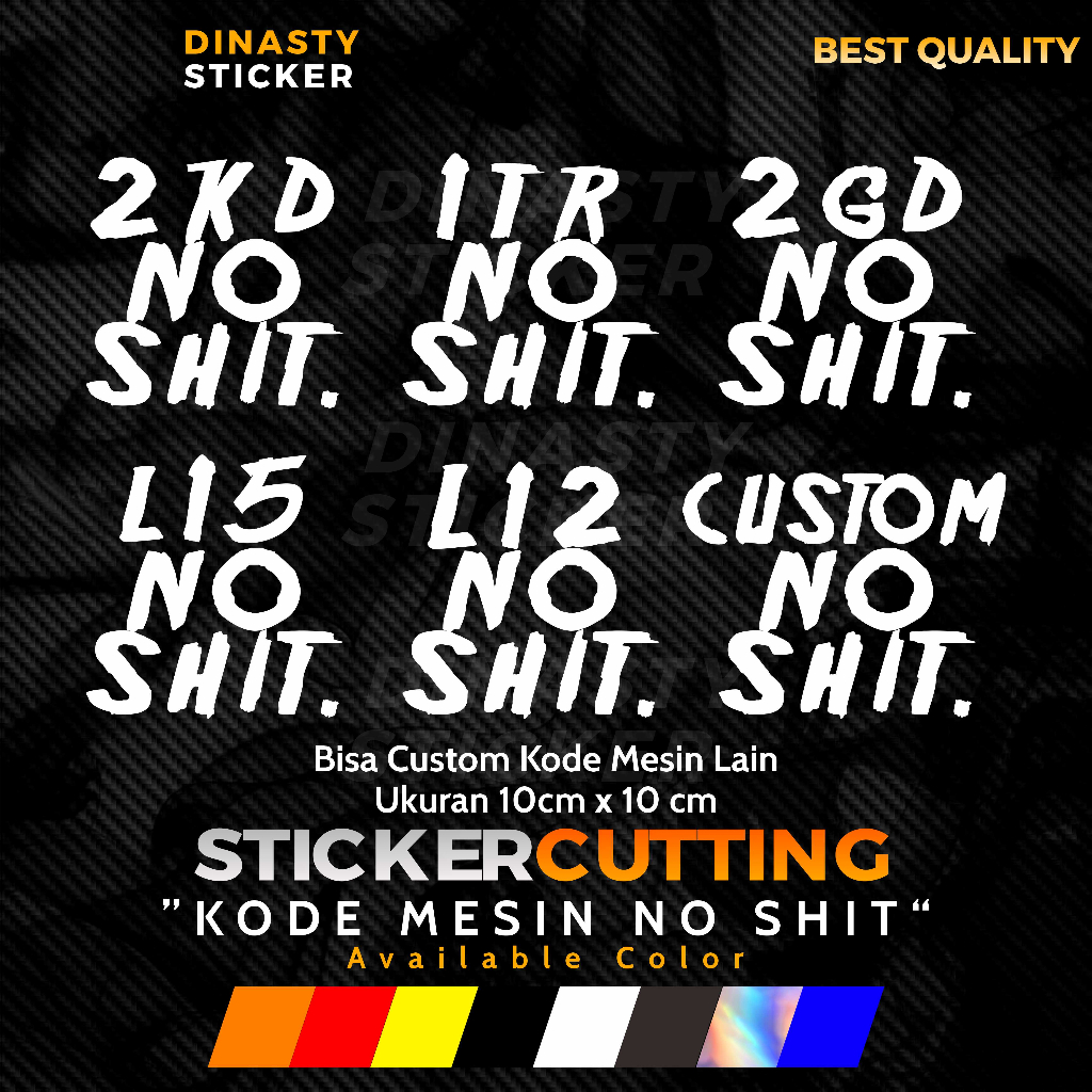 MESIN Sticker STICKER CUTTING VIRAL 2KD NOSHIT CODE ENGINE / CAR NOSHIT ...