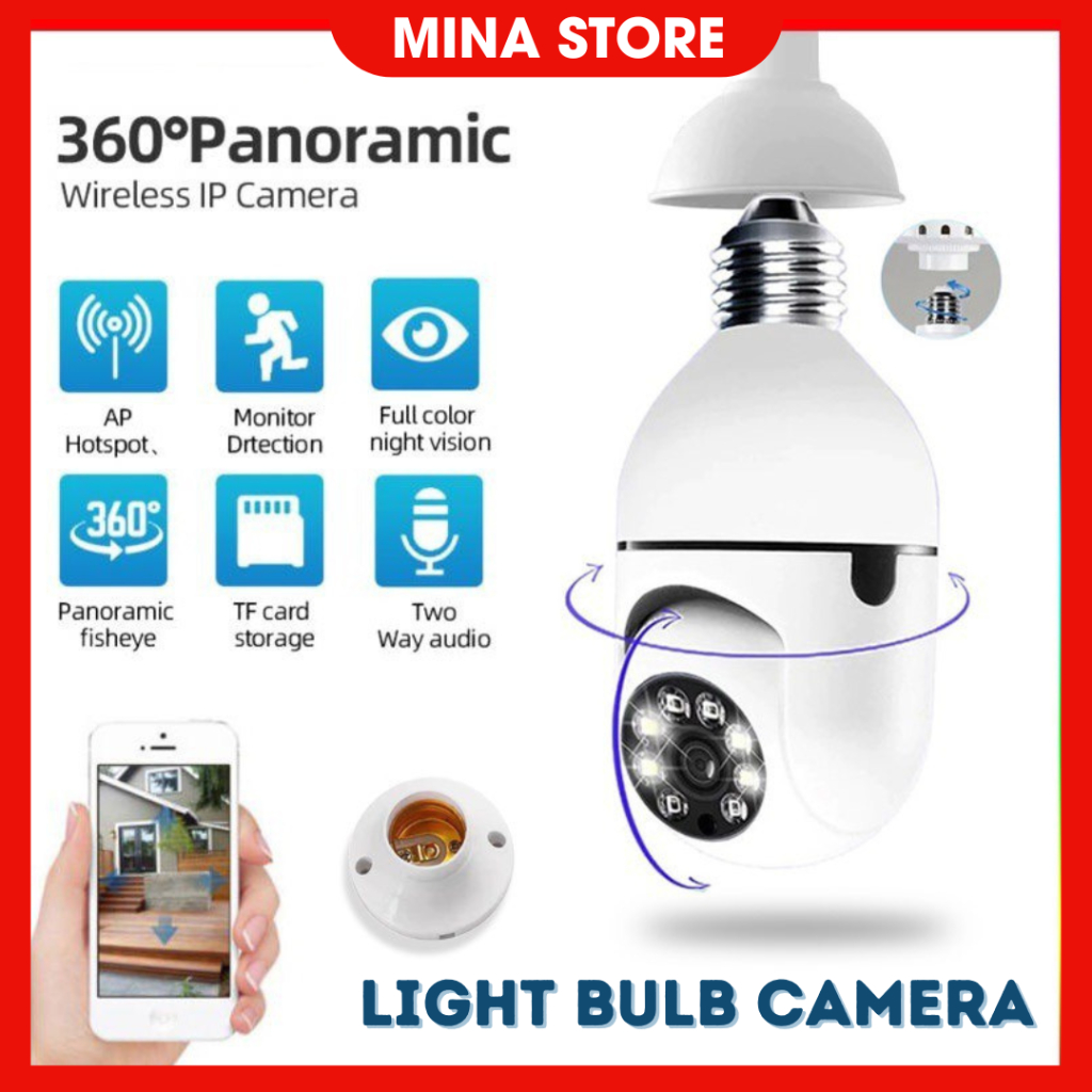 Light Bulb CAMERA Bulb Shape CCTV IPCAM CAMERA CCTV Bulb 360 Wireless ...