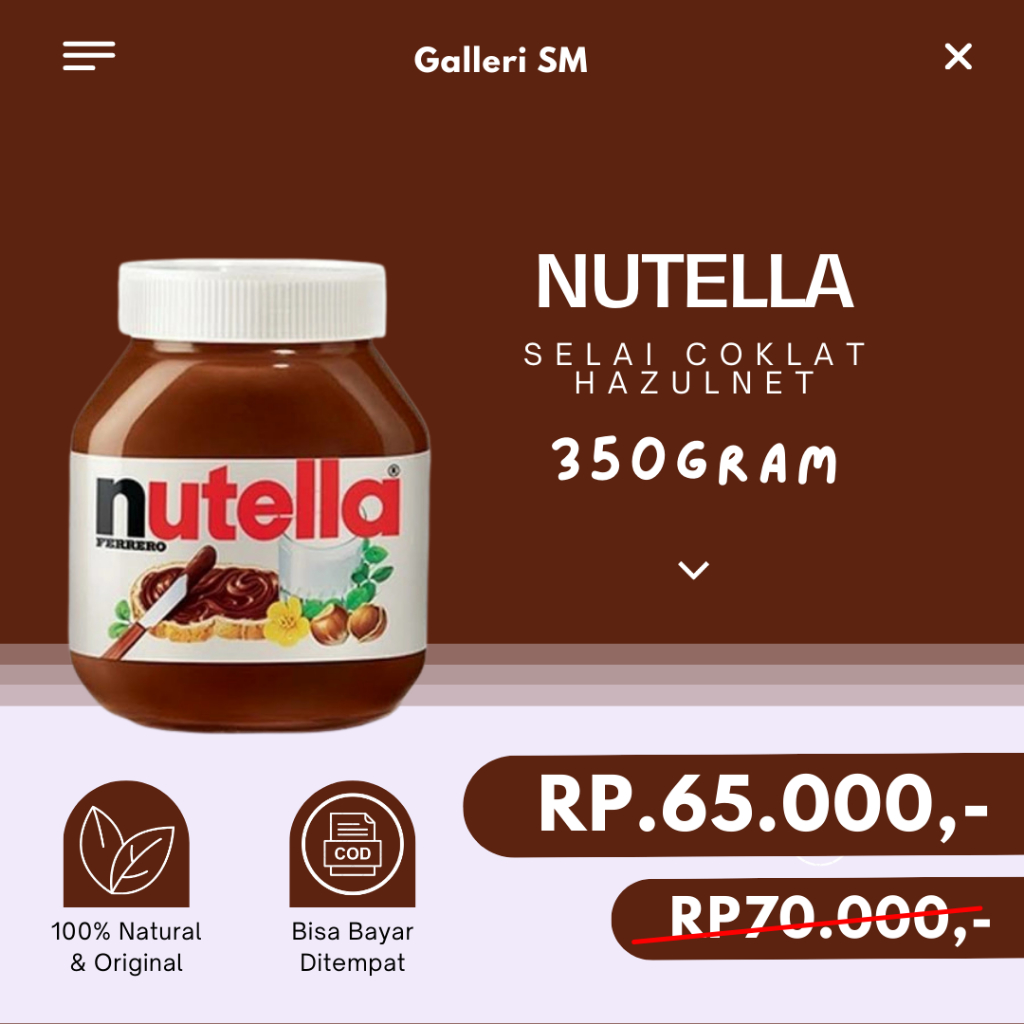 Nutella Chocolate Hazelnut Jam 350gram Hazelnut Spread With Cocoa ...