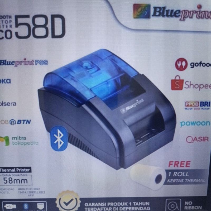 Eco 58D Blueprint cashier thermal bluetooth Printer (USB+BT + RJ11) | Shopee Philippines