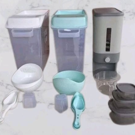 HIJAU PUTIH Practical Rice Holder Rice Keeper 20kg Free Item Multiuse ...