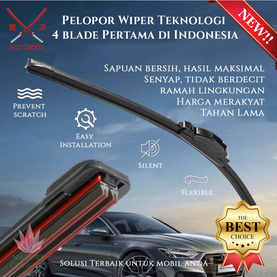 Wiper Dual 2 Blade Triple 3 Blade 4 Quad 6 Hexa Blade Hybrid NITORYU ...