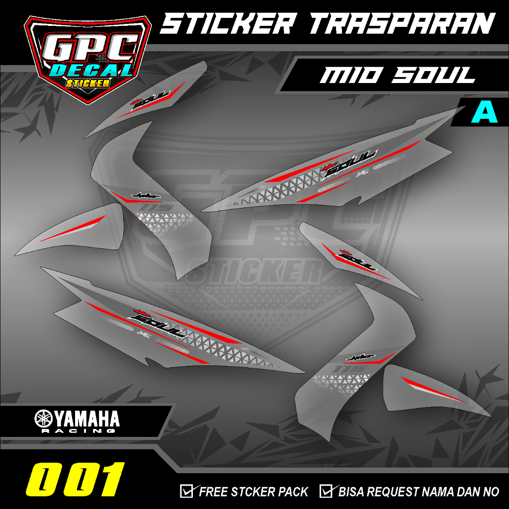 Yamaha MIO SOUL TRANSPARENT STRIPING STICKER LATEST VARIATIONS GPC ...