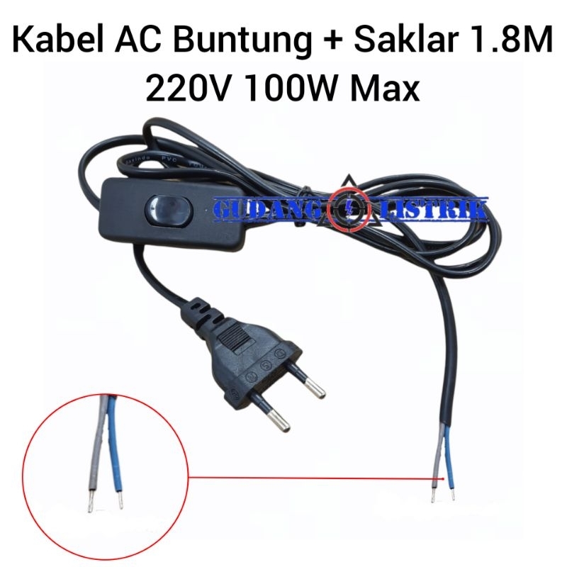 Gaxindo GX-K303 1.8 Meter AC Power Cable + On Off Switch | Shopee ...