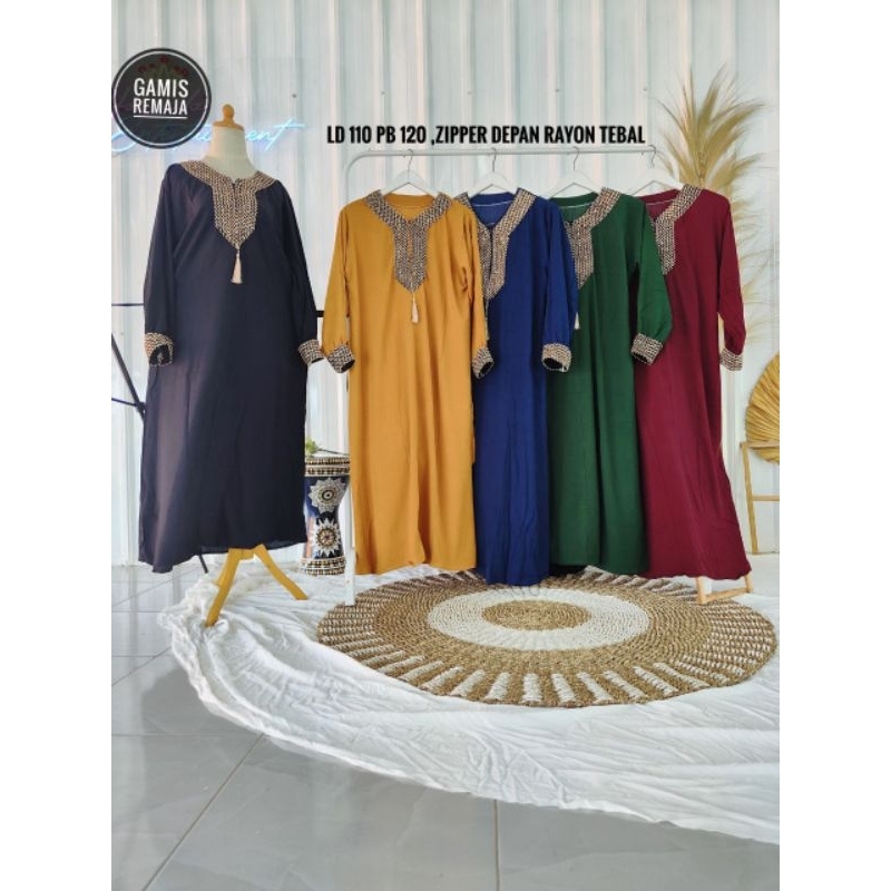 Teenage PRINCESS PLAIN GAMIS FRONT ZIPPER LD 110CM PB 120CM THICK RAYON ...