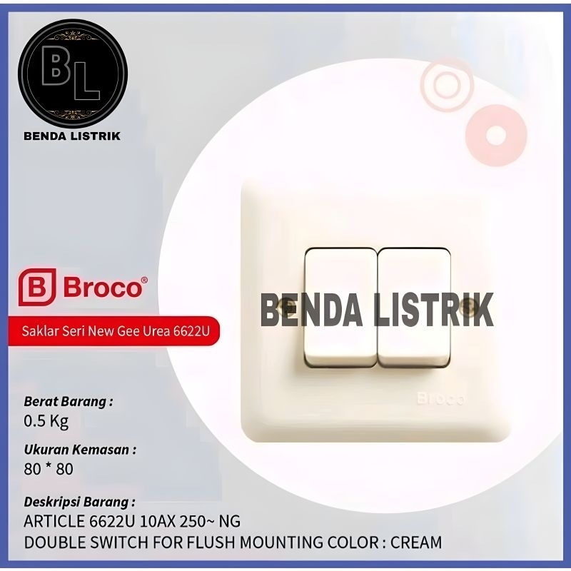 Ib Switch Series 6622u New Gee Broco Double Switch Cream Broco - Switch ...