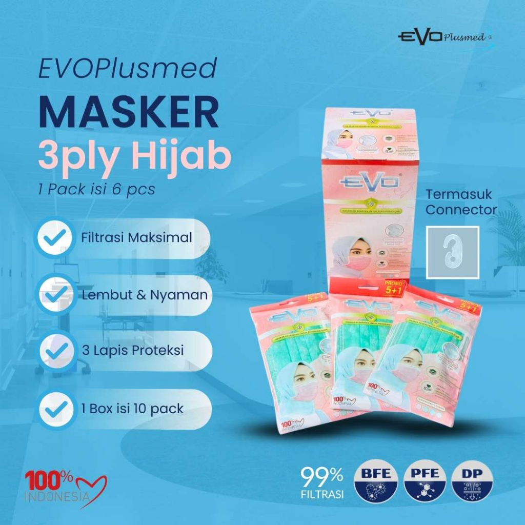 EVO 3-ply Health Mask for Hijab Pack 5+1 | Shopee Philippines