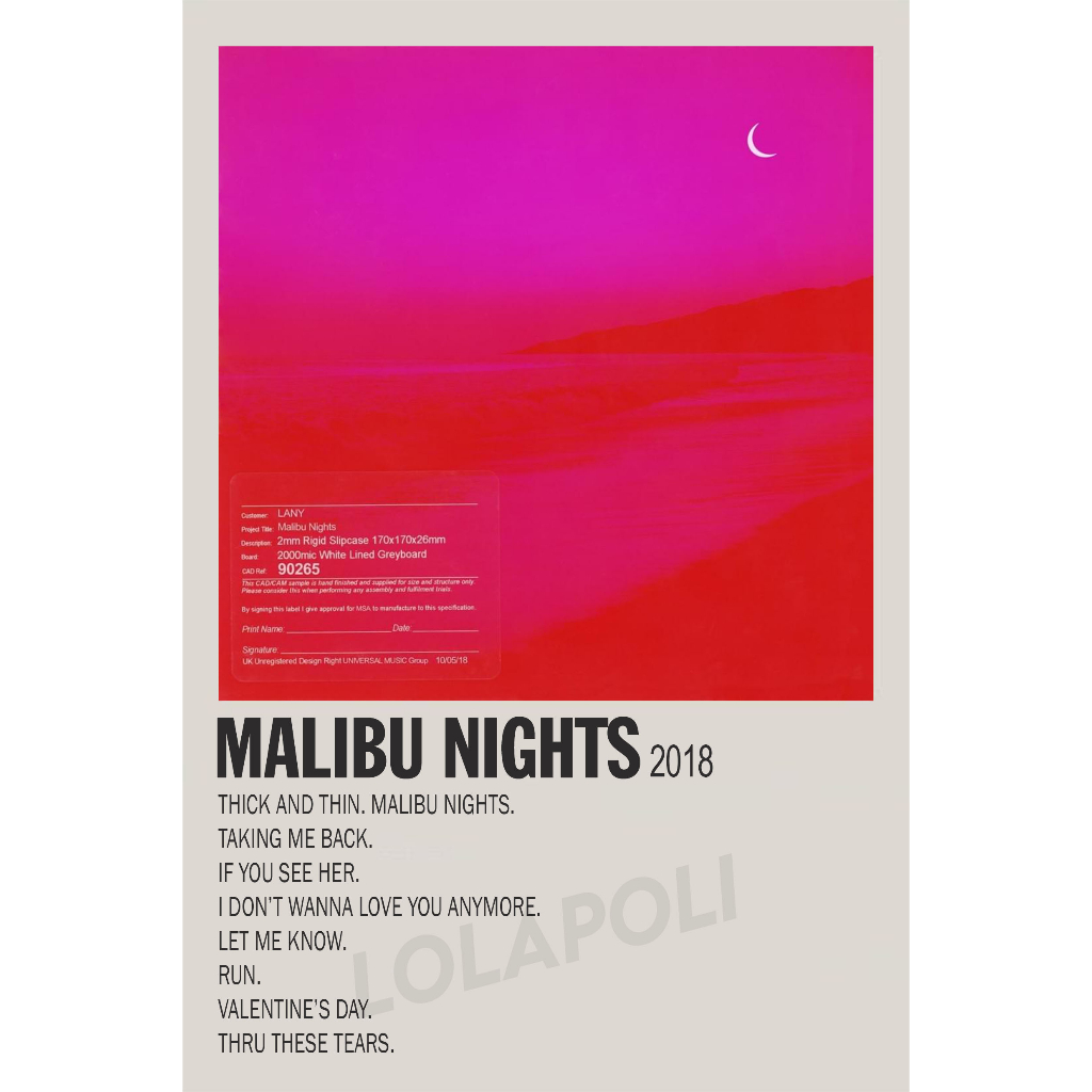 Malibu Night Album Cover Poster - Lany | Shopee Philippines