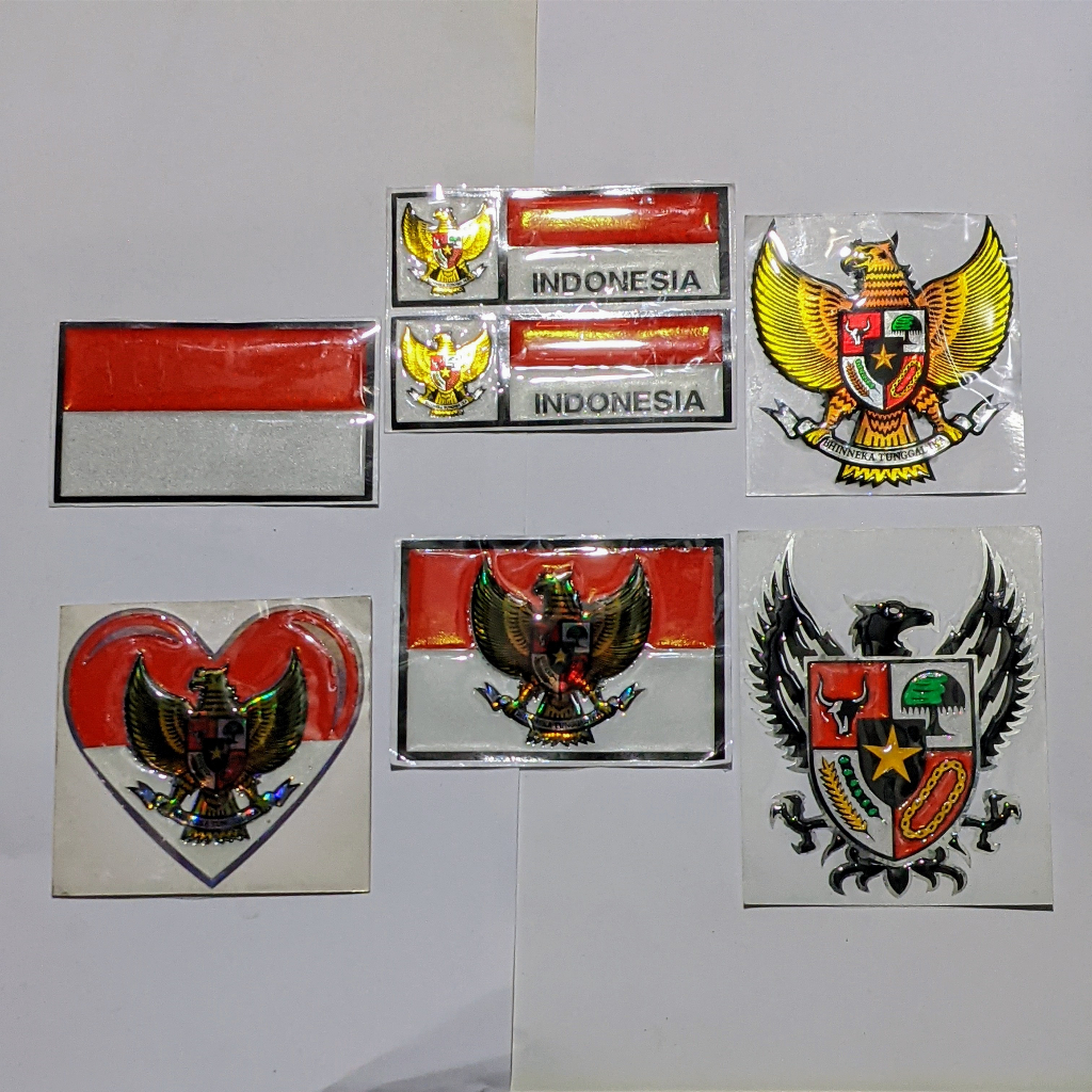 PUTIH MERAH Sticker Embossed emblem logo garuda Red White Indonesia ...