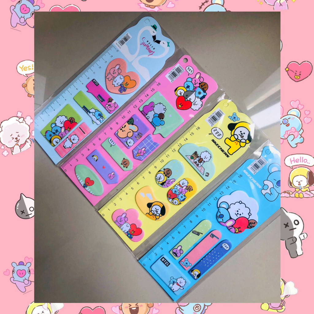 Sticky Notes Memo Ruler UNICORN/ BT21 Beautiful Book Page Divider ...