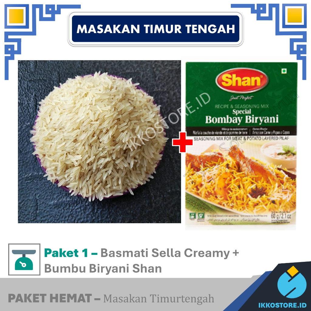 BASMATI RICE PACKAGE 1KG & BIRYANI SEASONING BASMATI KEBULI RICE ...