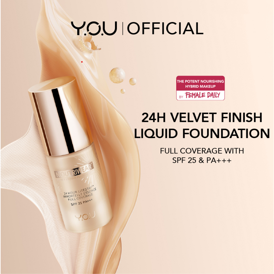 YOU NoutriWear+ Velvet Liquid Foundation SPF Full Coverage Foundation ...