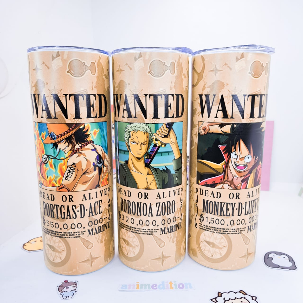 Tumblr Full Print Anime Drink Bottle One Piece Wanted Bounty Blue Lock ...