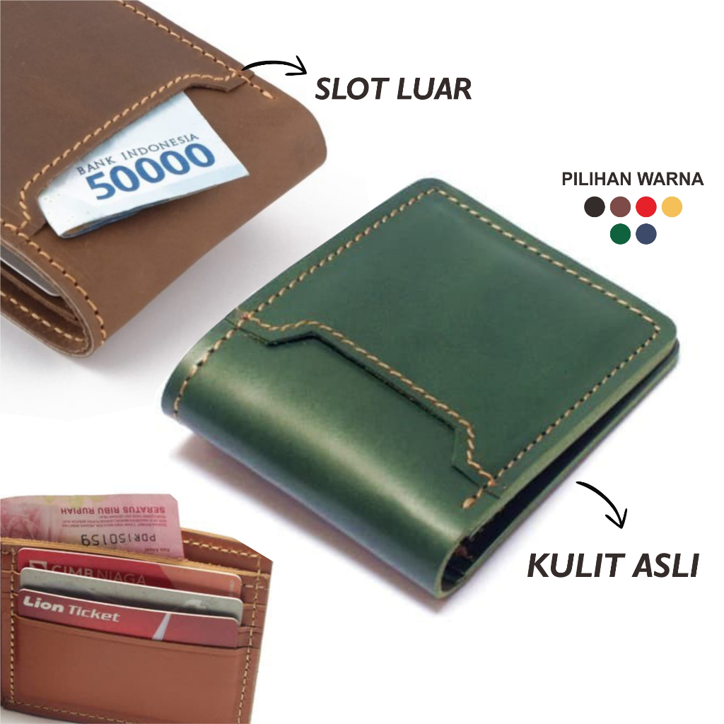 Bifold Genuine Leather Men's Wallet, Outside Pocket Model | Shopee ...