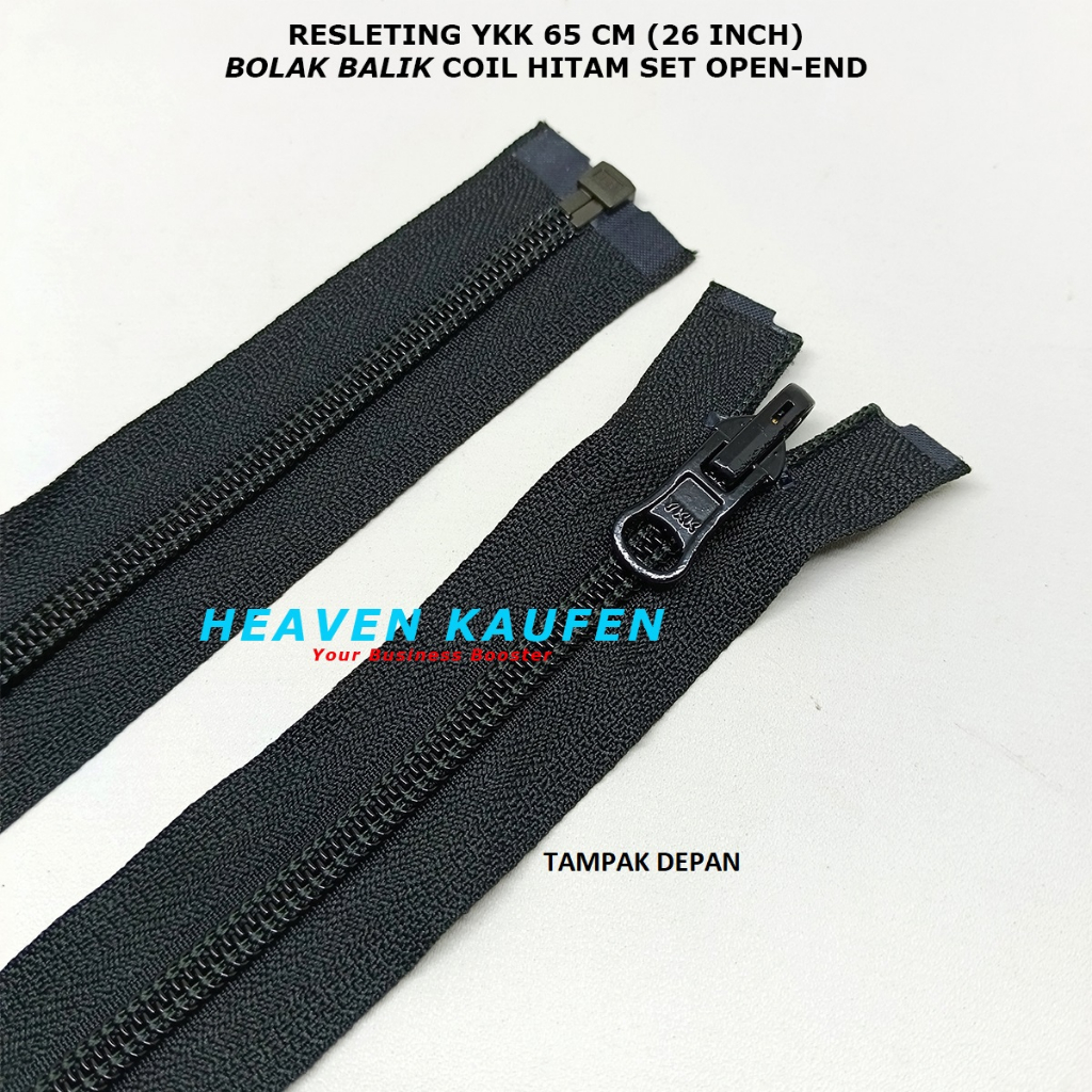 HITAM Zipper Zipper Jacket YKK Reversible 65cm Or 26inch Black Type ...