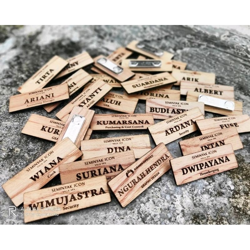 KAYU Bamboo wooden name tag - name badge - chest name plate - bamboo ...