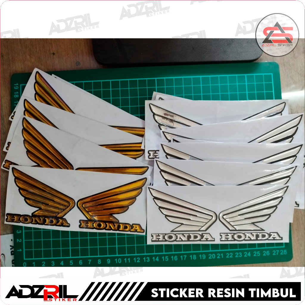 Honda WINGS embossed EMBLEM STICKER / HONDA WINGS embossed STICKER / 3D ...