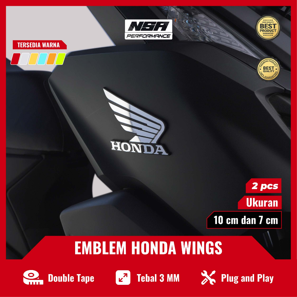 Nsa EMBLEM HONDA WINGS 2PCS STICKER embossed HONDA EMBLEM MOTORCYCLE ...