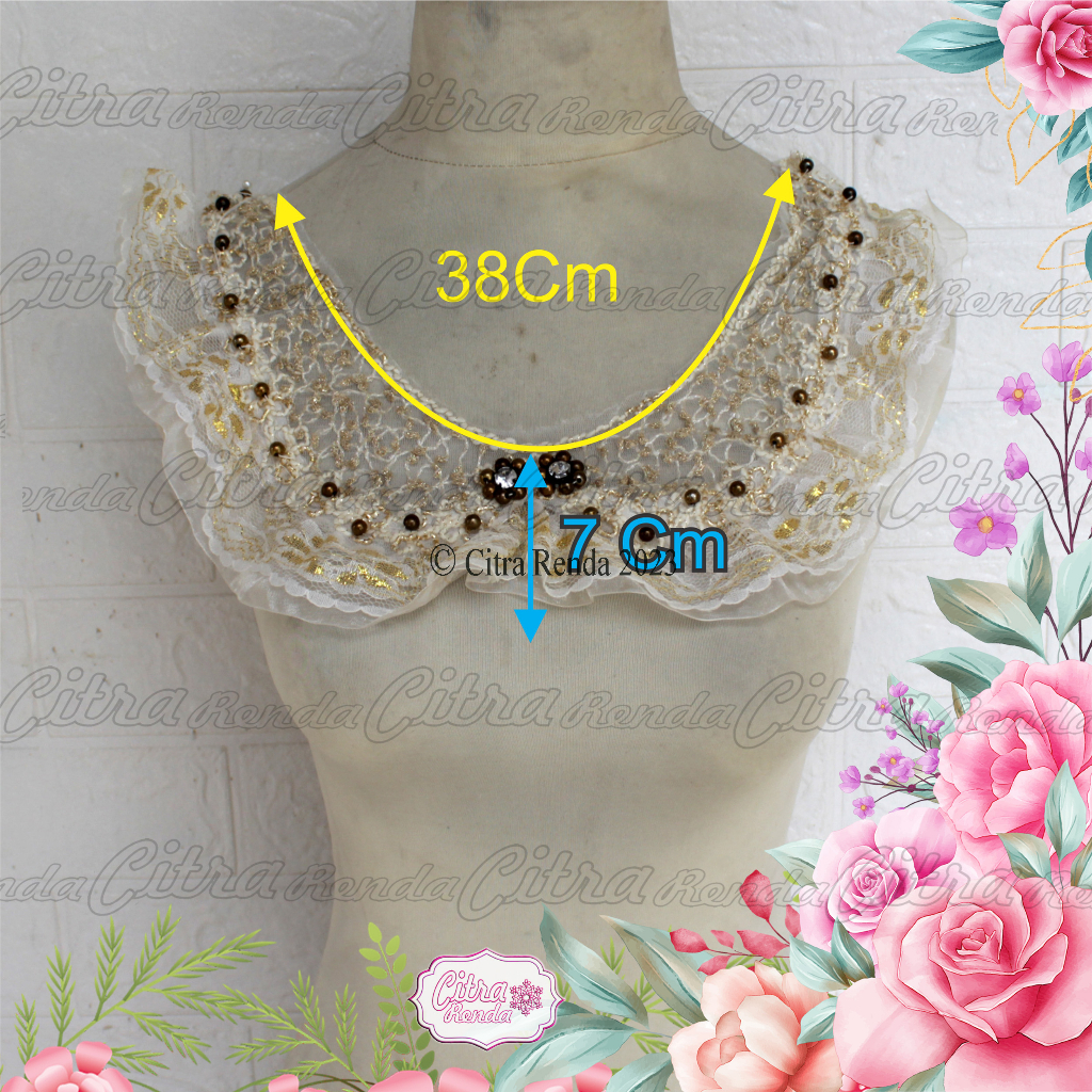 (Per Pcs) AP509 Beautiful Collar With Mote / / Gold Neck Patch Base BW ...