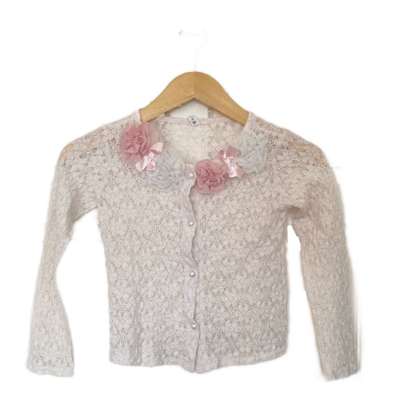 LACE FLOWER NECKLINE CARDI SIZE 5-7 yrs | Shopee Philippines