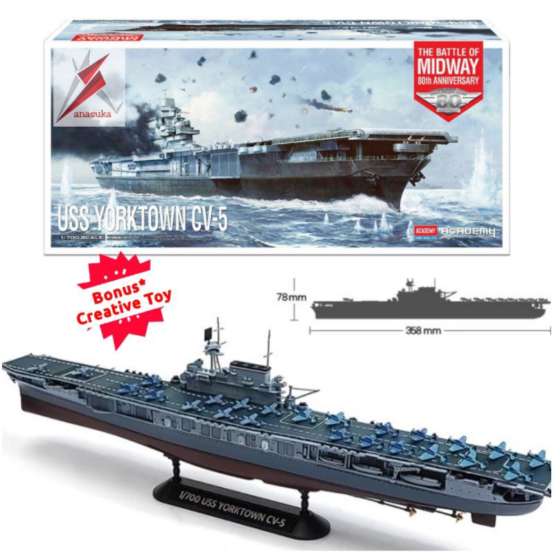 Uss Yorktown CV-5 Aircraft Carrier Model Kit Battle of Midway Miniature ...