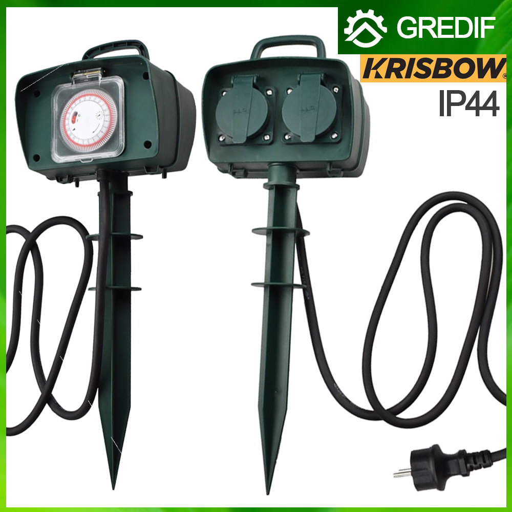 Krisbow Outdoor Garden Socket Extension Timer Planted Electrical ...