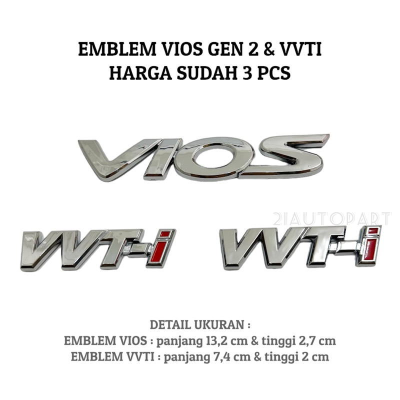 Vios Gen 2 and VVTI Car Logo Emblem Price is 3 PCS | Shopee Philippines