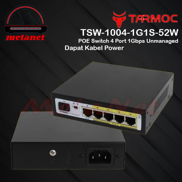 Tarmoc TSW-1004-1G-1S-52W 4 Port Gigabit POE 802.3af/at Switch 52 watt ...