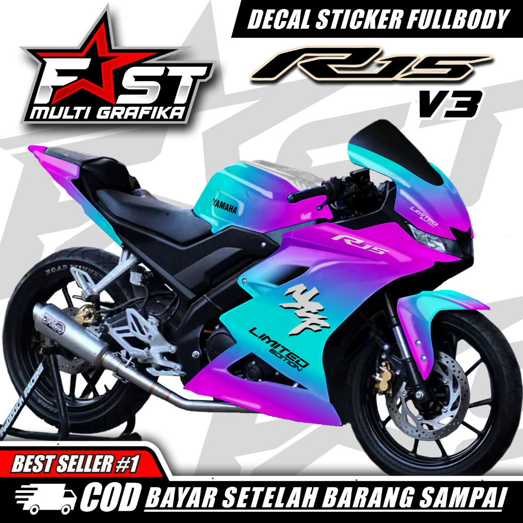 Yamaha R15 V3 Chameleon Simple Fullbody Motorcycle Striping Decal ...