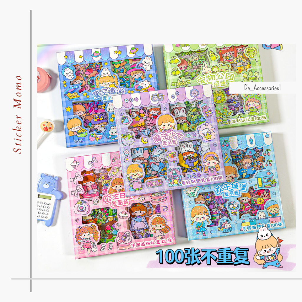 (1 Box 4 colors) Ellie Sticker / Momo Sticker / Waterproof Sticker Momo ...