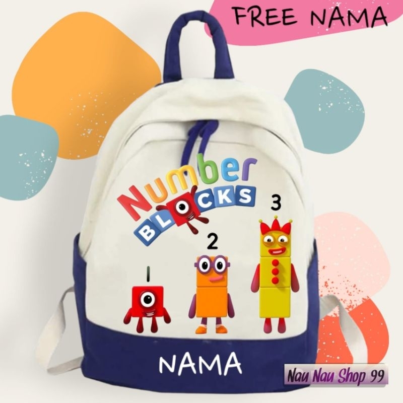 Unisex NUMBER BLOCKS animated children's backpack (FREE NAME) | Shopee ...