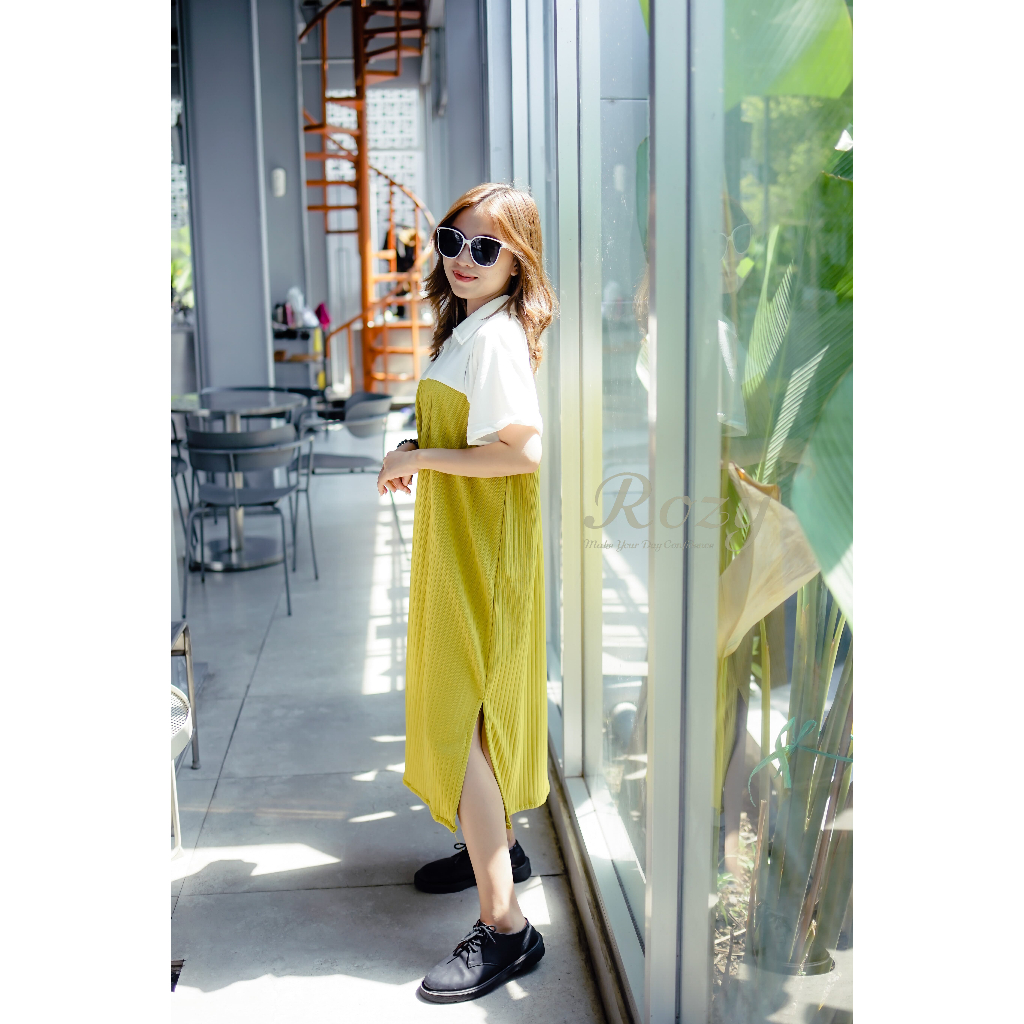 Midi dress alya Knit Mix Brocade premium serie Rozy collection | Shopee ...