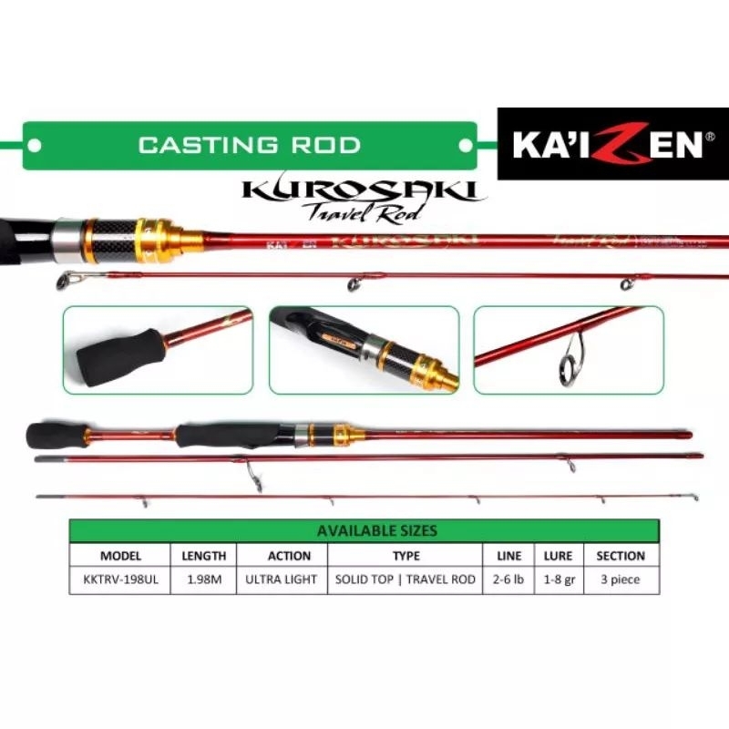 Kaizen Kurosaki Spinning UL Travel Rod | Shopee Philippines