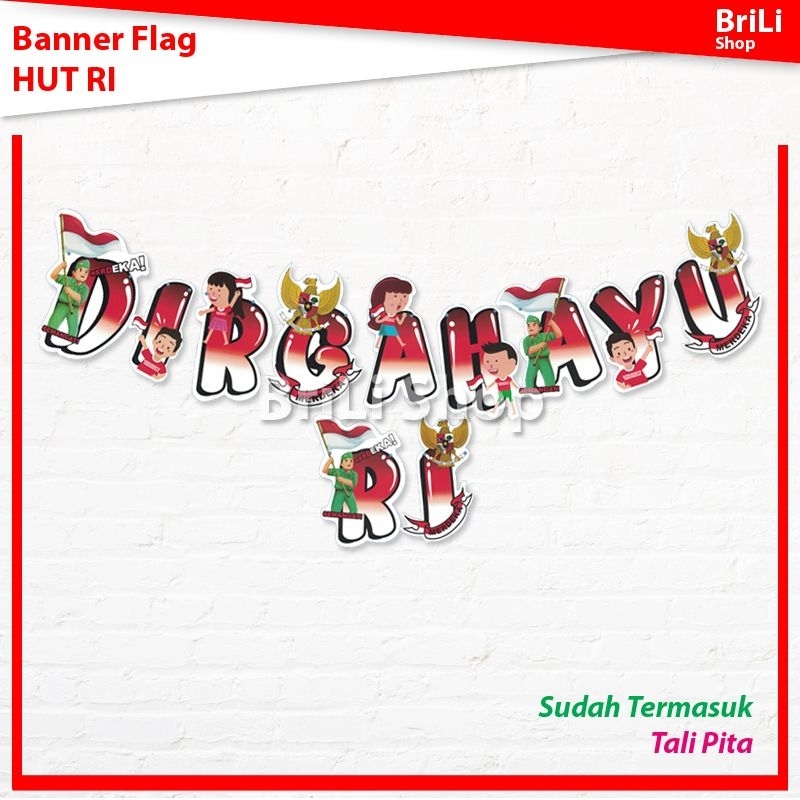 DIRGAHAYU RI Banner Flag Decoration Bunting Flag Hut RI 17 August 17th ...