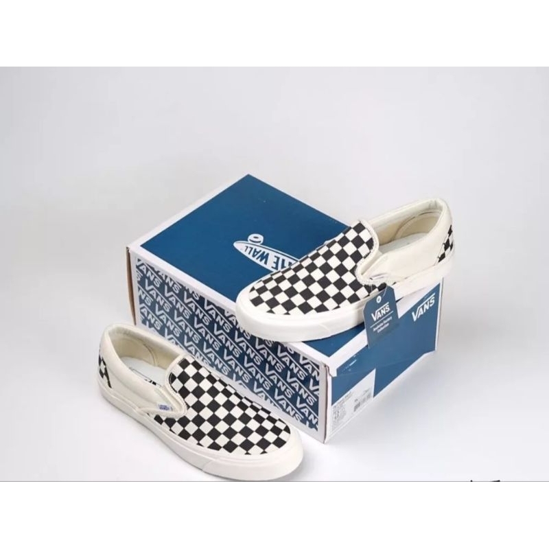 Vans X VAULT OG SLIP CHECKERBOARD BLACK WHITE 100% ORIGINAL | Shopee ...