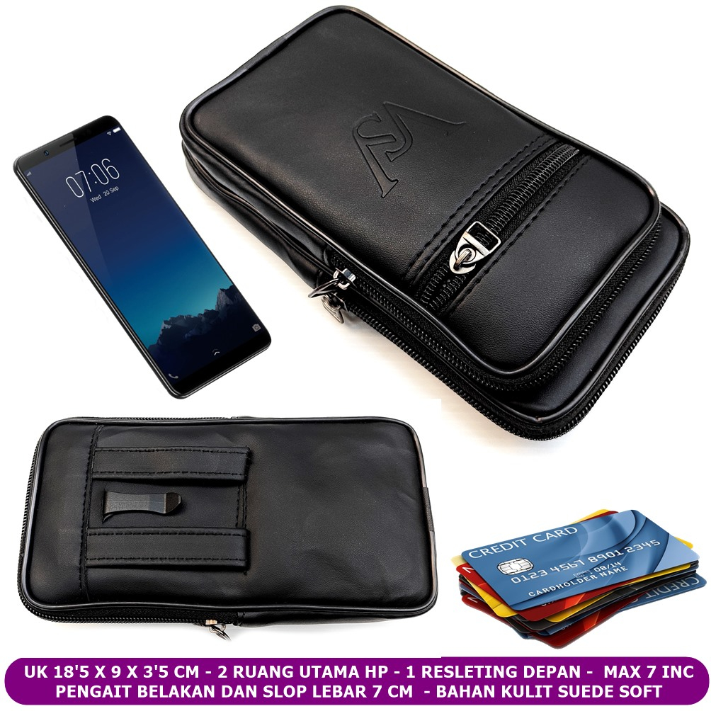 Max Suede Leather Waist 3 Emboss Zipper HP Riding Wallet | Shopee ...