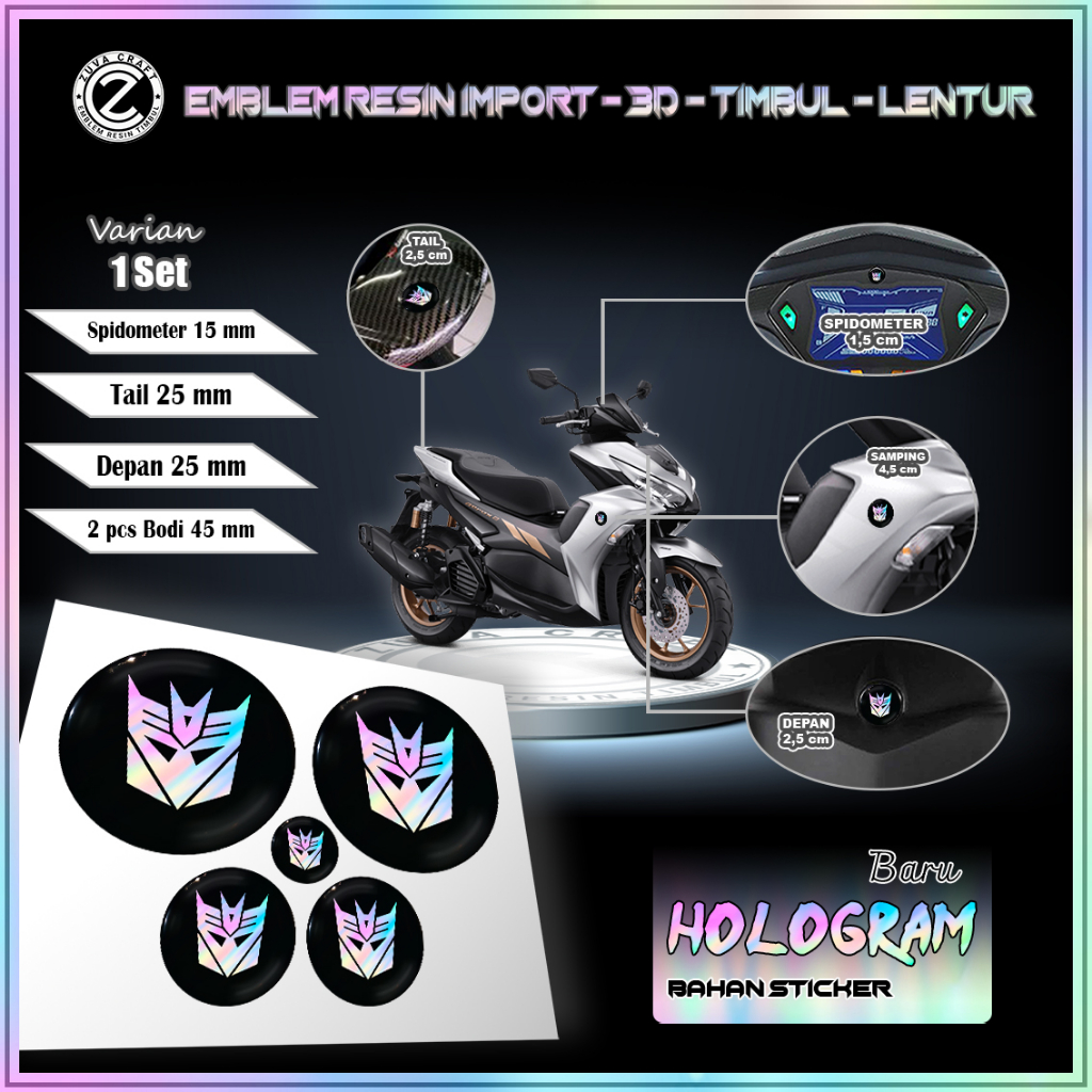 Motorcycle HOLOGRAM STICKERS 1 SET MOTORCYCLE STICKER LOGO DECEPTICONS ...
