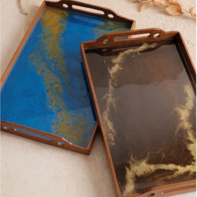 KAYU Modern Tray, EPOXY RESIN Tray, Minimalist Wooden Tray, Fiance ...