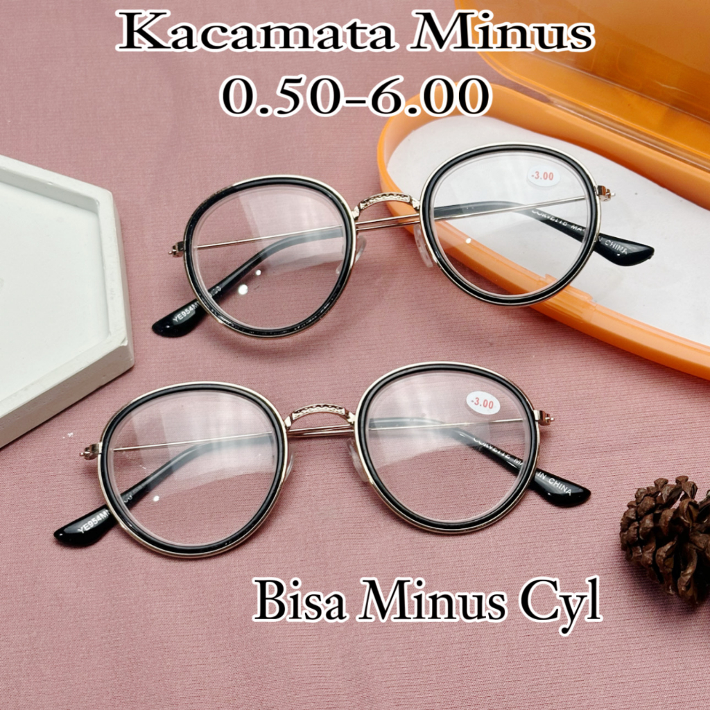 Women's Fashion Minus Optical Glasses Double Ring Frame YE954 | Shopee ...