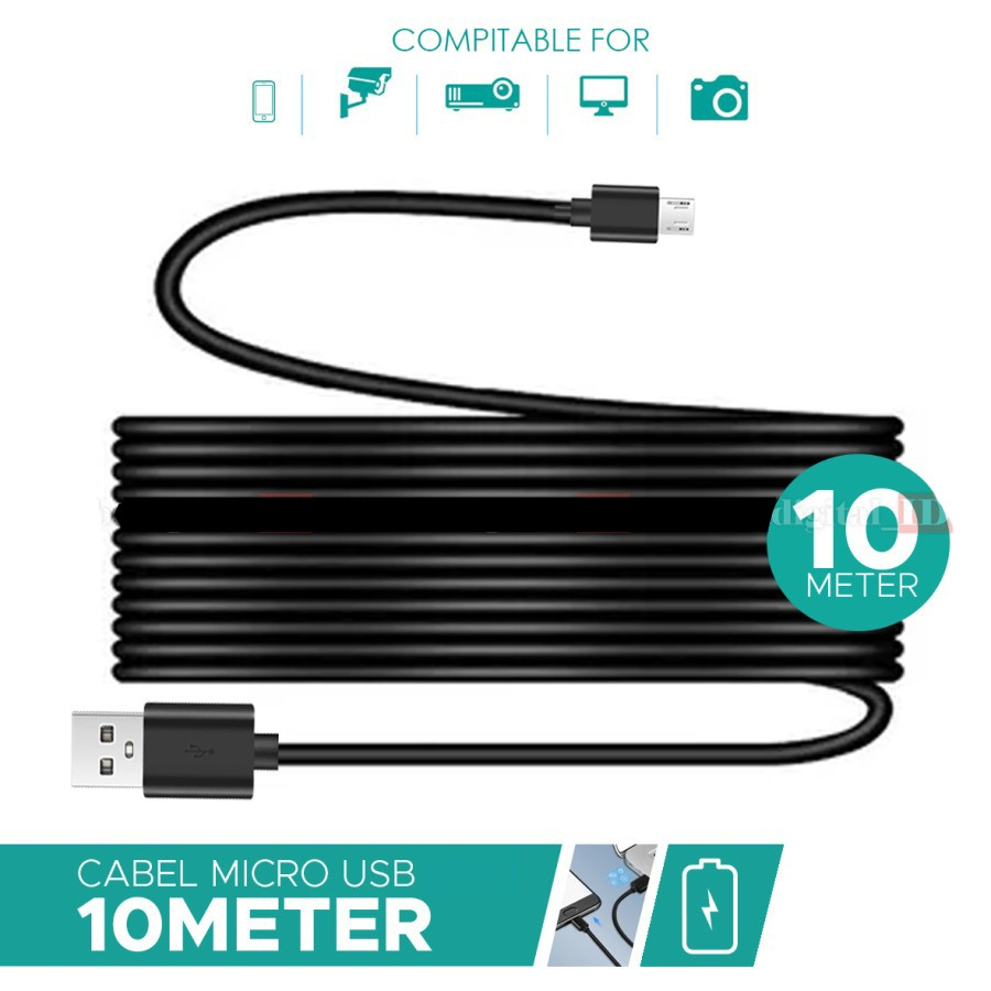 10 METER Micro USB Type C CCTV Cable Charge Long IP Cam Camera Camera ...