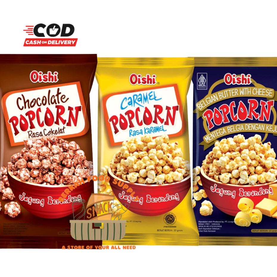 (BLESSING) Oishi Popcorn 20gr Belgian Butter Chocolate Caramel Popcorn ...