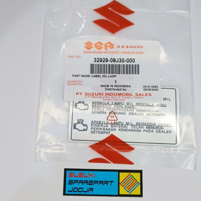 Suzuki Parts 32929-09J30-000 Indicator Label Sticker Fi MIL Lamp Suzuki ...