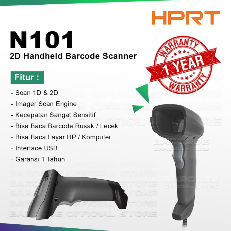 HPRT N101 / N-101 / N 101 USB Barcode Scanner Imager Autoscan 2D 1D ...