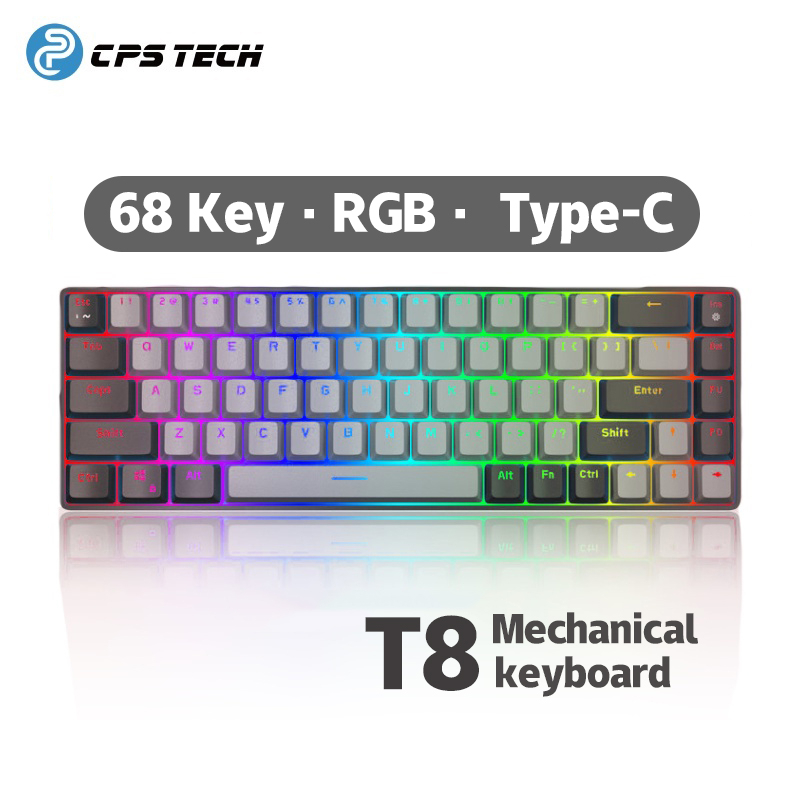 Cpstech T8 RGB Mechanical keyboard 68 Keys Wired Mechanical Type-C ...