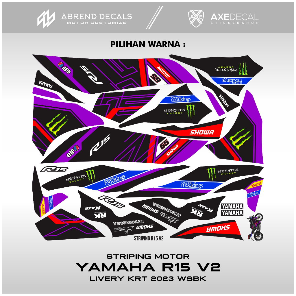 Striping Yamaha R15 V2 Livery KRT 2023 WSBK Racing/Motorcycle Sticker ...
