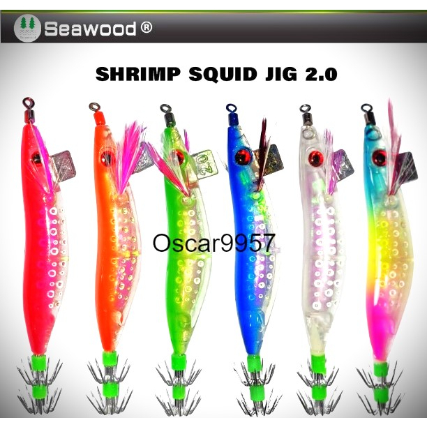 Seawood Shrimp Squid Fishing Bait - Premium Squid Jig (1Pack = 5pcs ...