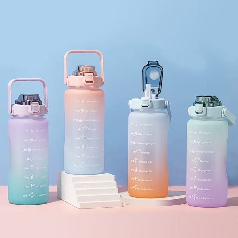 2 liter Gradient Thumbler Motivational Sticker Viral Drinking Bottle ...