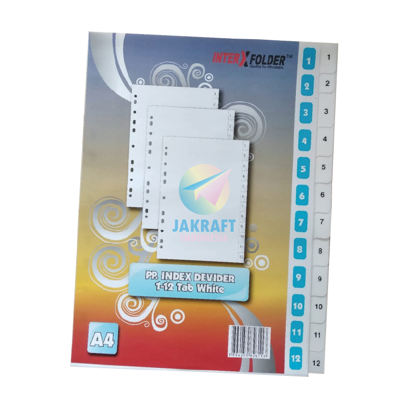 PUTIH (1 Set) Ordner A4 Binder Plastic Divider contains 12 Tabs Index ...