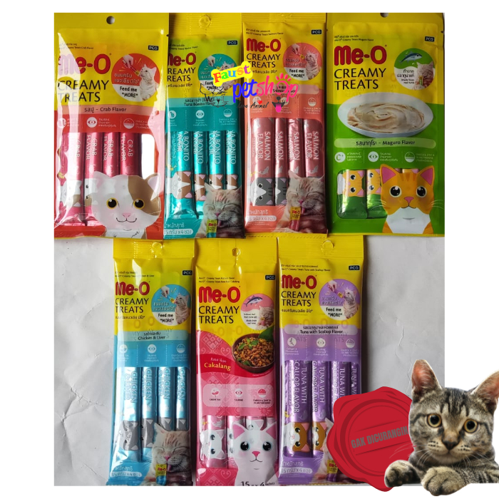 Meo Creamy Treats 4 Pcs 60 Gr Complete Nutrition Wet Cat Snacks Cat ...
