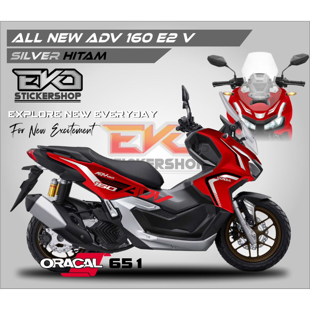 MERAH Sticker HONDA ADV 160 Red cutting Sticker Gold Silver E2 | Shopee ...
